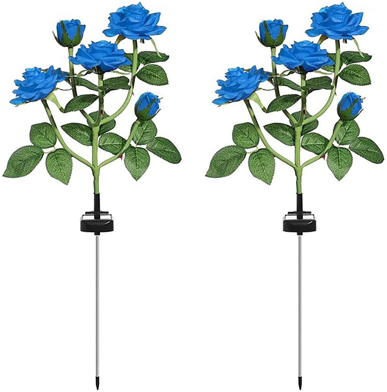 Solar Garden Stake Lights, Rose Flowers Lights LED Yellow Solar Stake ...