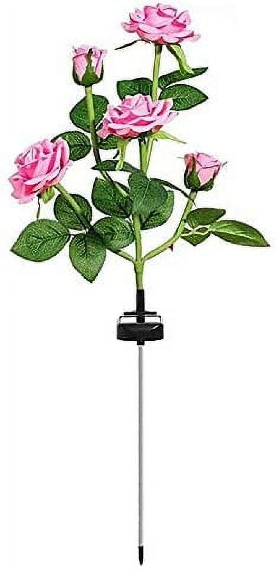 Solar Garden Stake Lights, Rose Flowers Lights LED Yellow Solar Stake ...