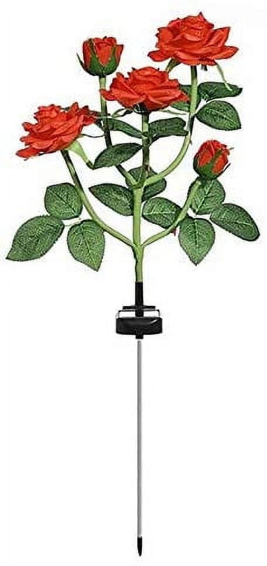 Solar Garden Stake Lights, Rose Flowers Lights LED Yellow Solar Stake ...