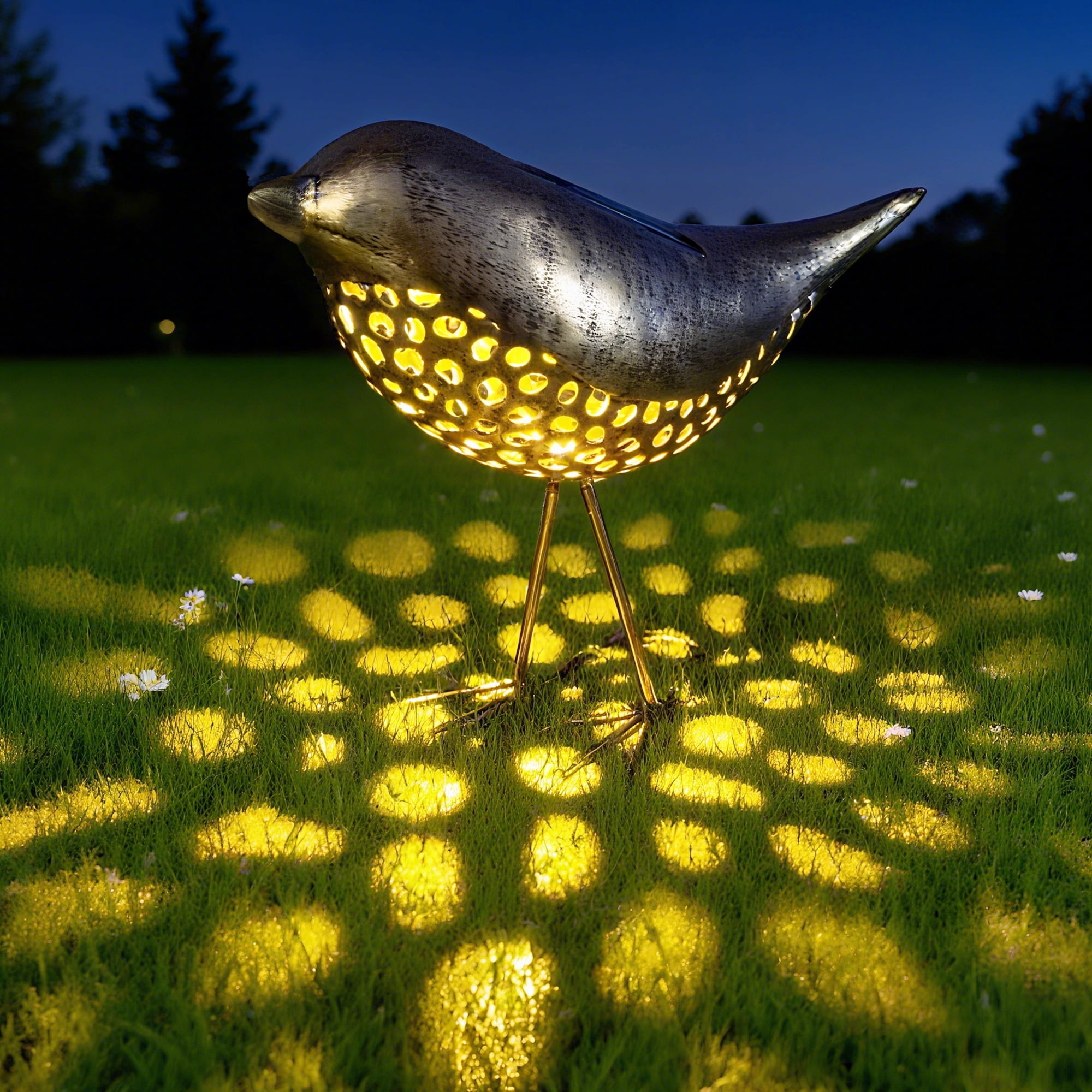 Solar Garden Statue Bird Light, Outdoor Metal Figurine Decoration for ...