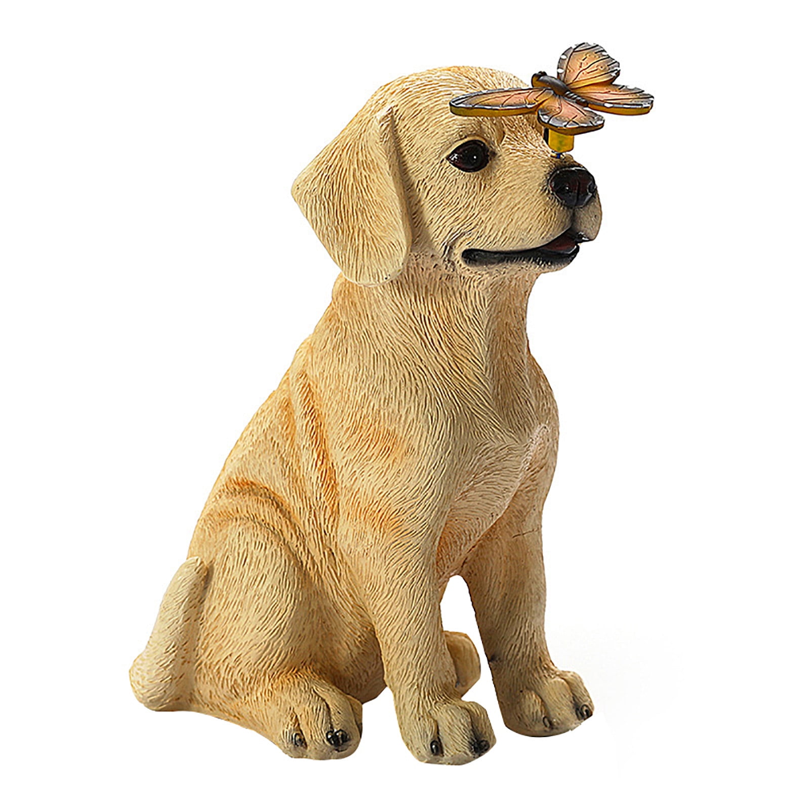 Solar Garden Statue Dog Figurine, Angel Dog Statue Butterfly LED Light ...