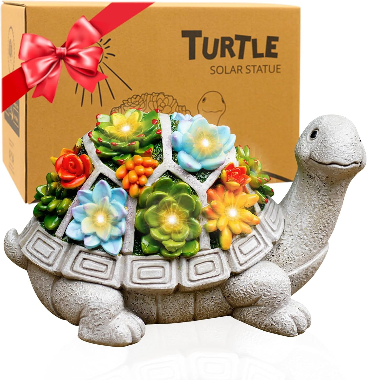 Solar Garden Statue Turtle Outdoor Decor - Yard Art Lawn Ornament with ...