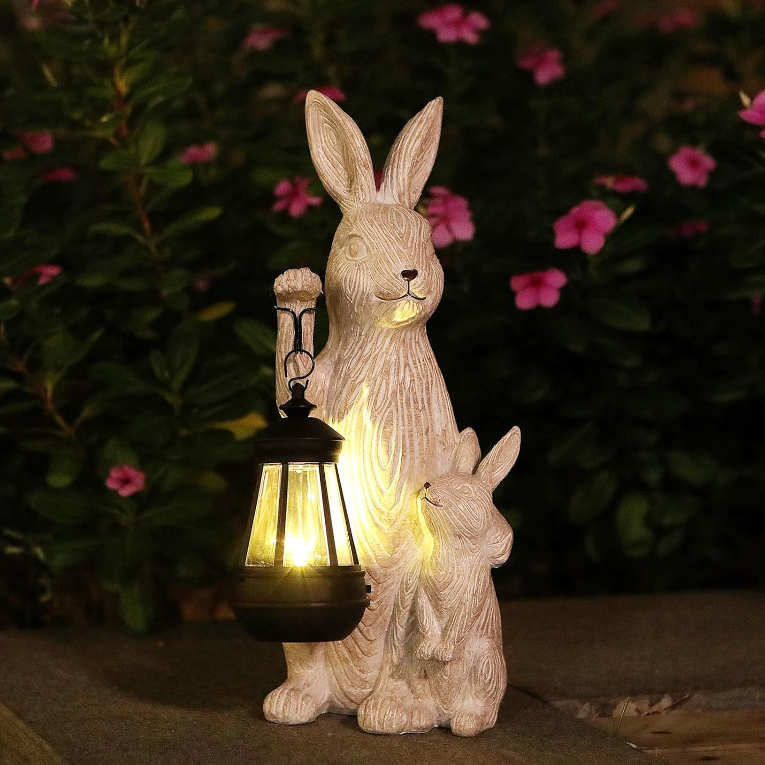 Solar Garden Statues Bunny Decor with LED Lights Home Decorations ...