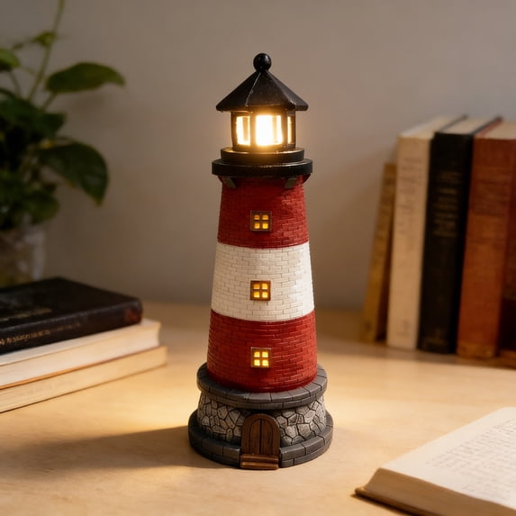 Solar Garden Statues,Lighthouse Lamp,Lighthouse with Rotating Beacon ...
