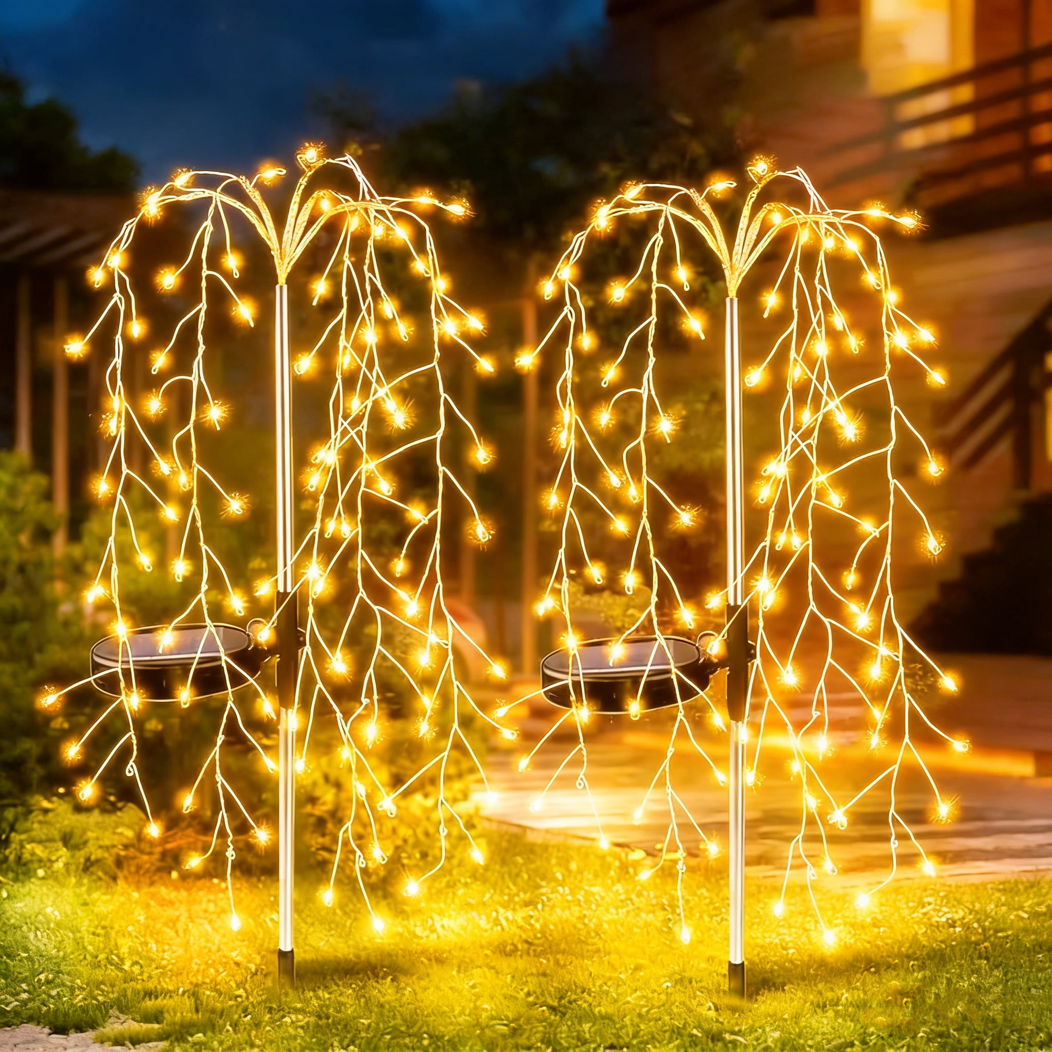 Solar Garden Warm Lights,240 LED Firework Lights Color Christmas Garden ...