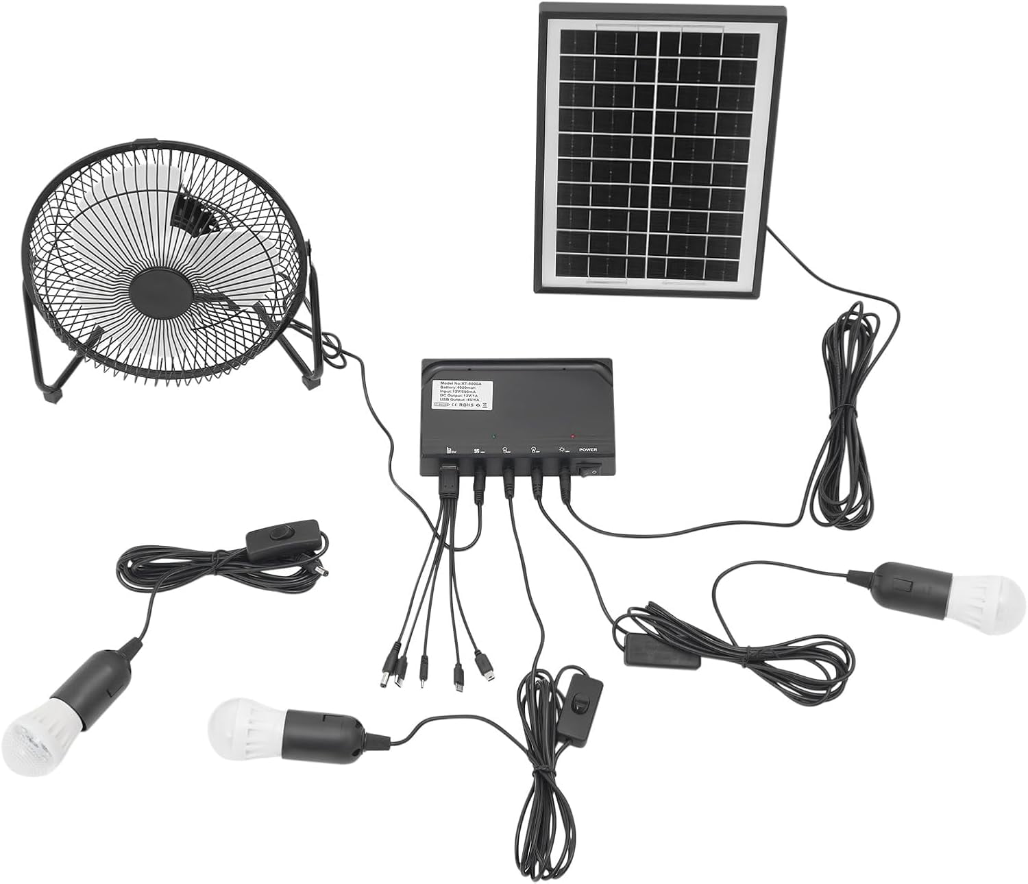 Solar Generator Portable Lighting Fan System Kit, Solar Power Panel ...