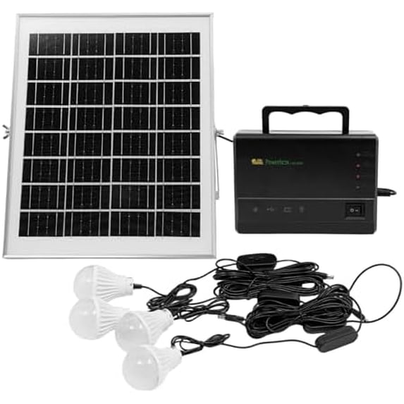 Solar Generator with 4 LED Bulbs & Solar Panel Portable Home Solar ...