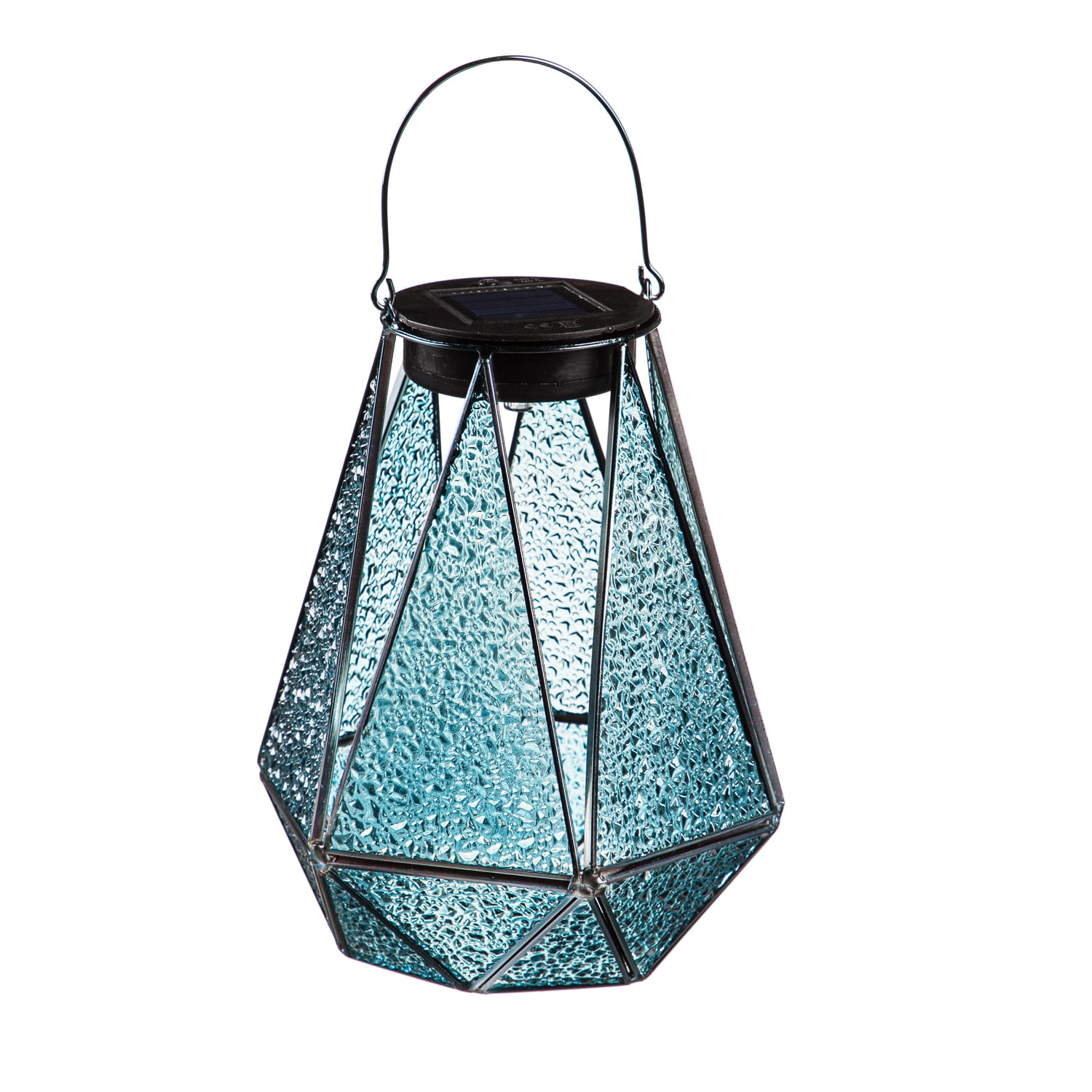 Solar Geometric Glass and Metal Lantern, Navy - Walmart.com