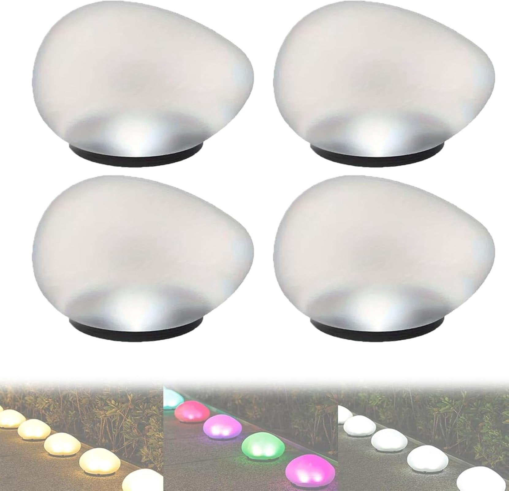Solar Glass Garden Pebbles, 2026 New Waterproof LED Rock Lights Outdoor ...