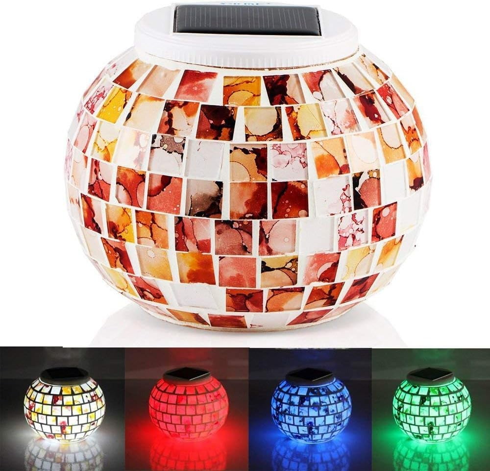 Solar Glass Mosaic Light Color Changing Night Lights, Waterproof Glass ...