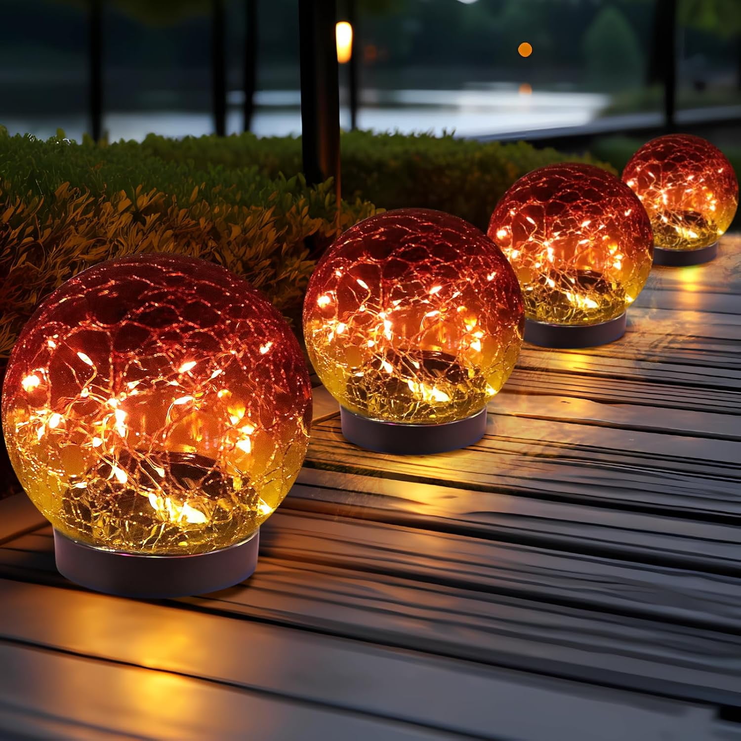 Solar Globe Lights Outdoor Waterproof - Cracked Glass Ball Lights for ...