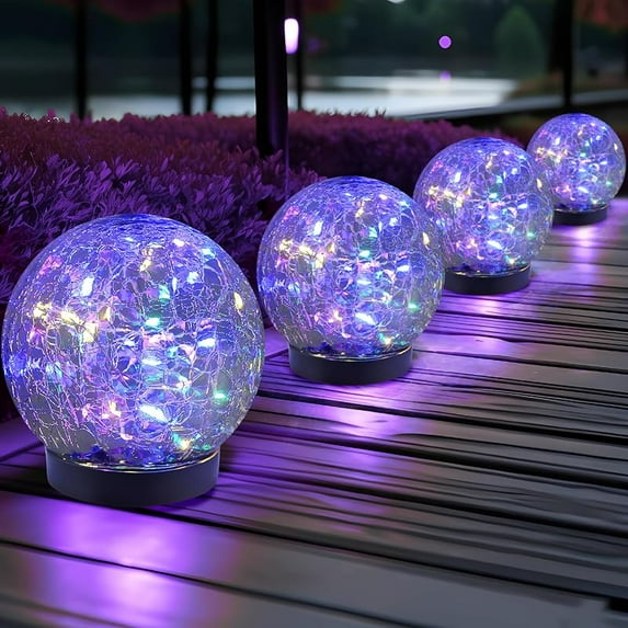 Solar Globe Lights Outdoor Waterproof-Solar Balls for Garden-Cracked ...