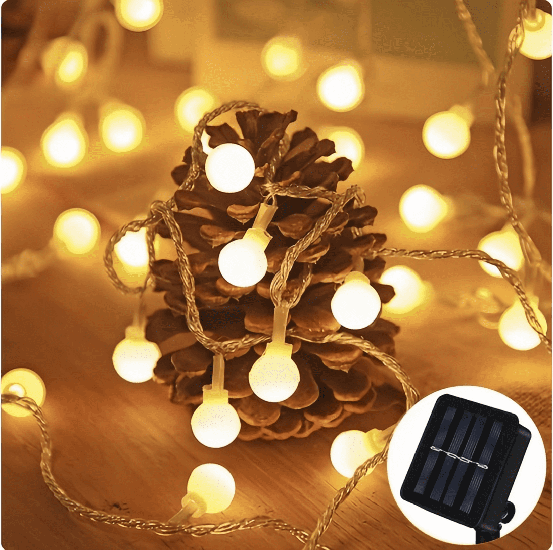 Solar Globe String Lights, 39 ft 100 led Fairy String Lights Plug in, 8 ...