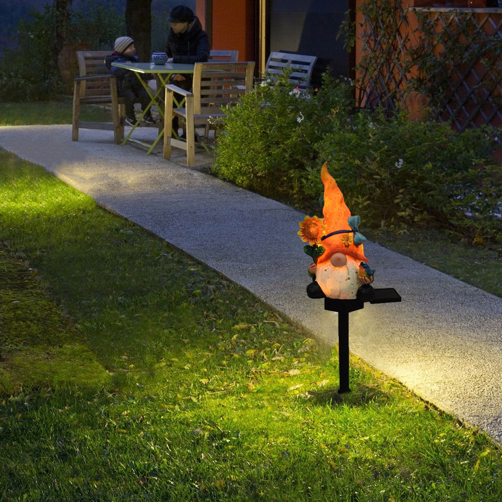 Solar Gnome Garden Stake Lights Hand Made Resin Decorative Garden ...