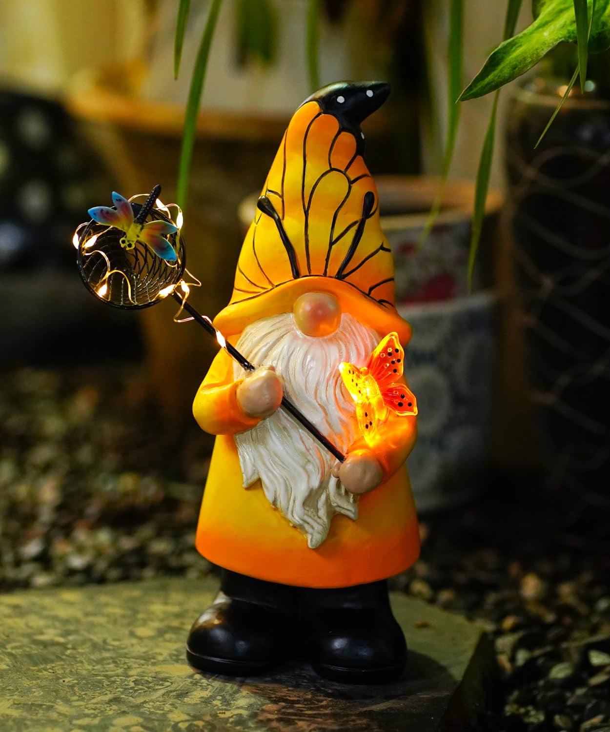 Solar Gnome Statues Outdoor Decor: Garden Figurines Sculpture Glowing ...