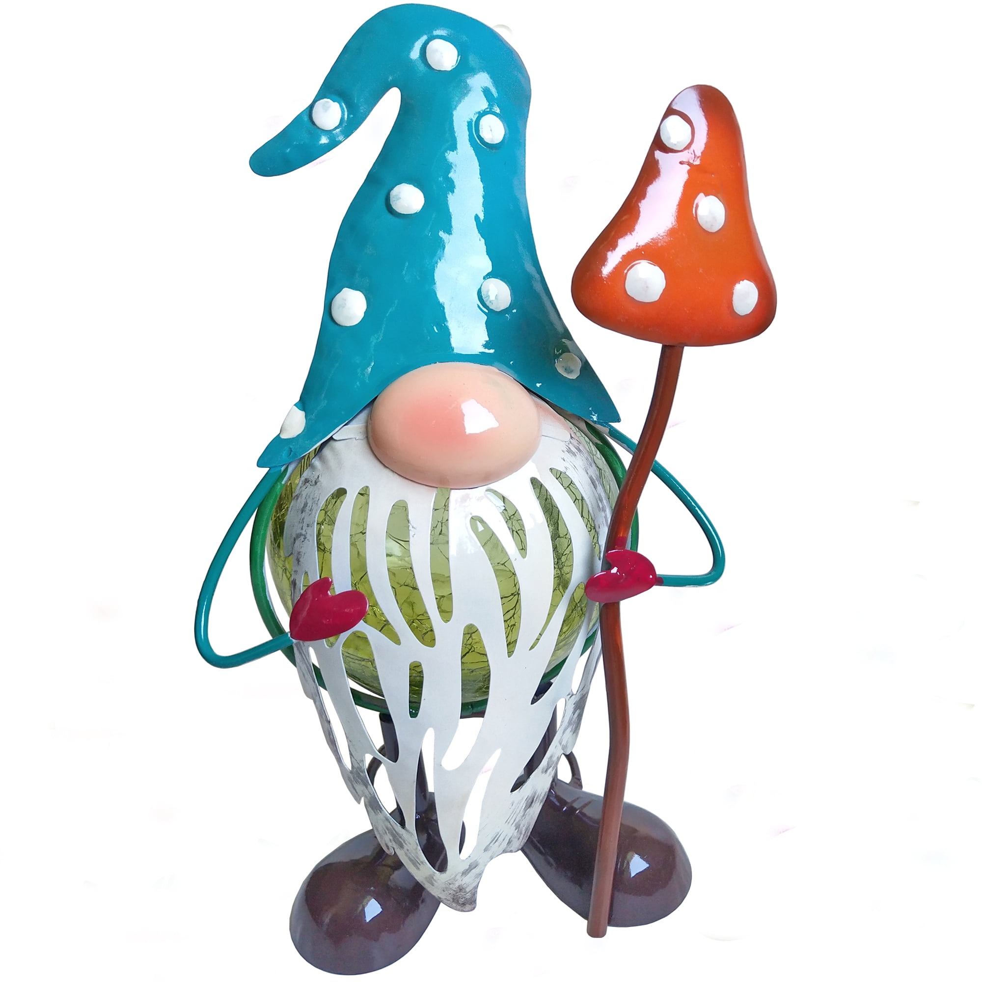 Solar Gnomes Theme Outdoor Lights Decorative, Metal Glass Gnomes Statue ...