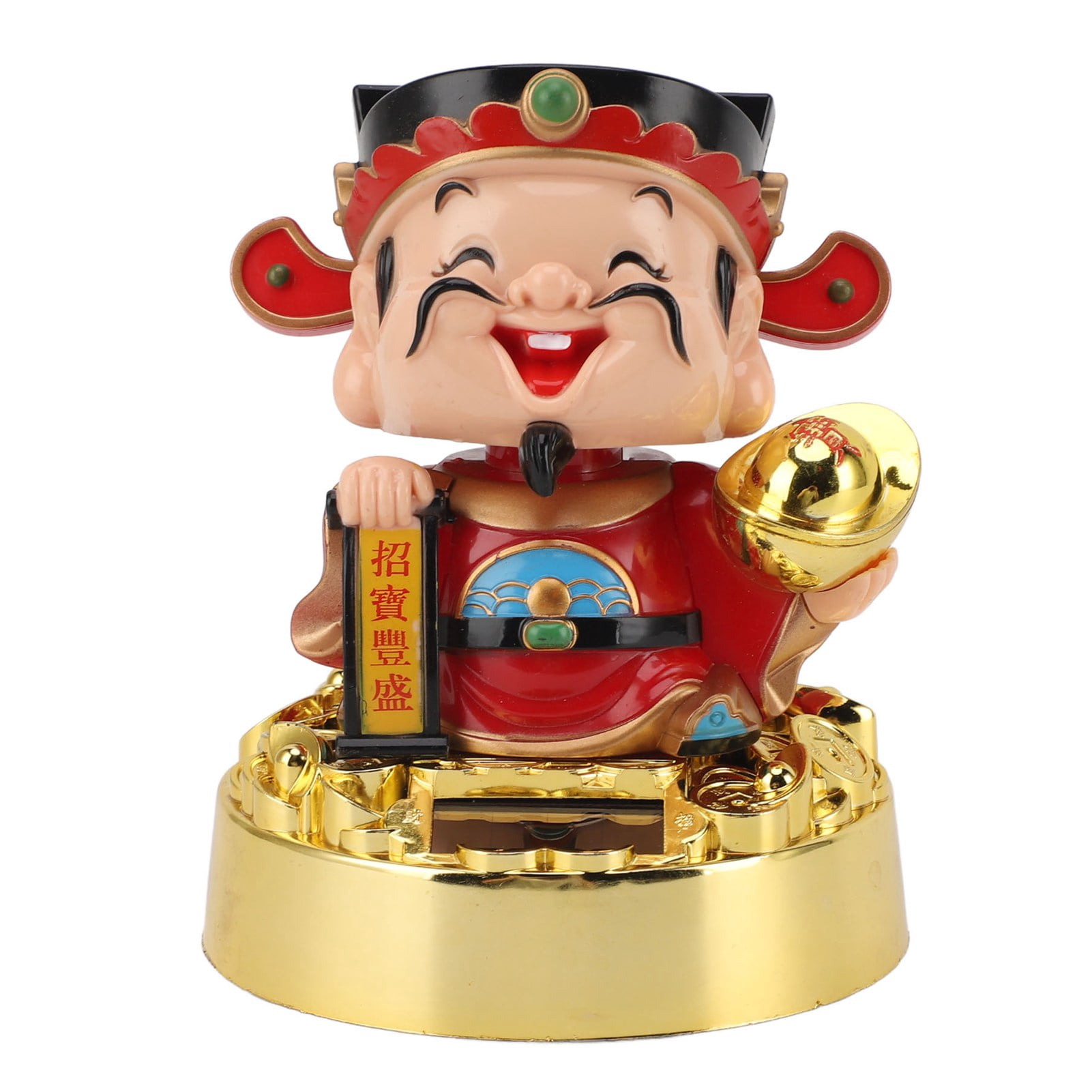 Solar God Of Wealth Figurine, Light,Powered Nodding Fortune For Home ...