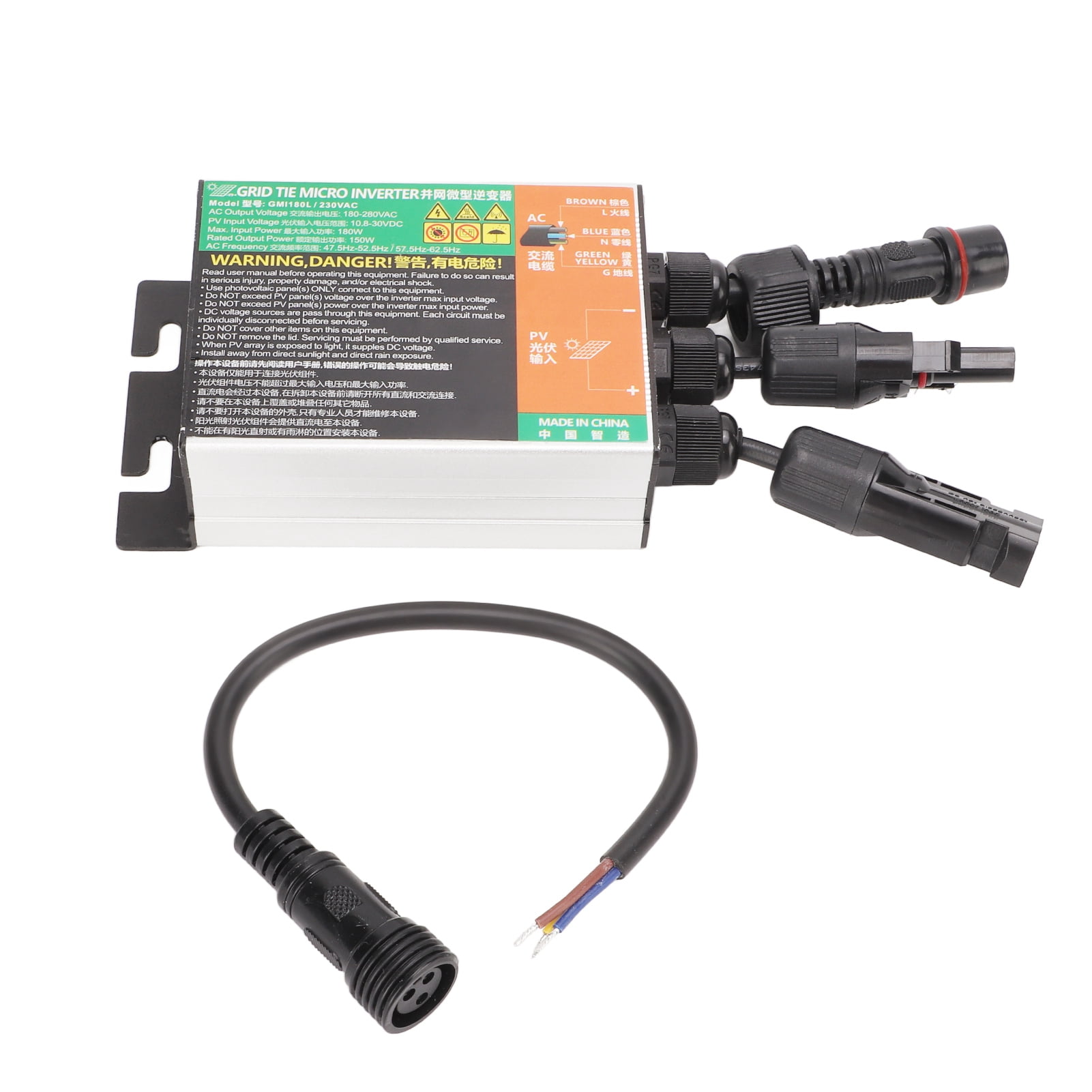 Solar Grid Tie Inverter Pure Sine Wave 180W 230V 10.8V to 30V DC Input ...