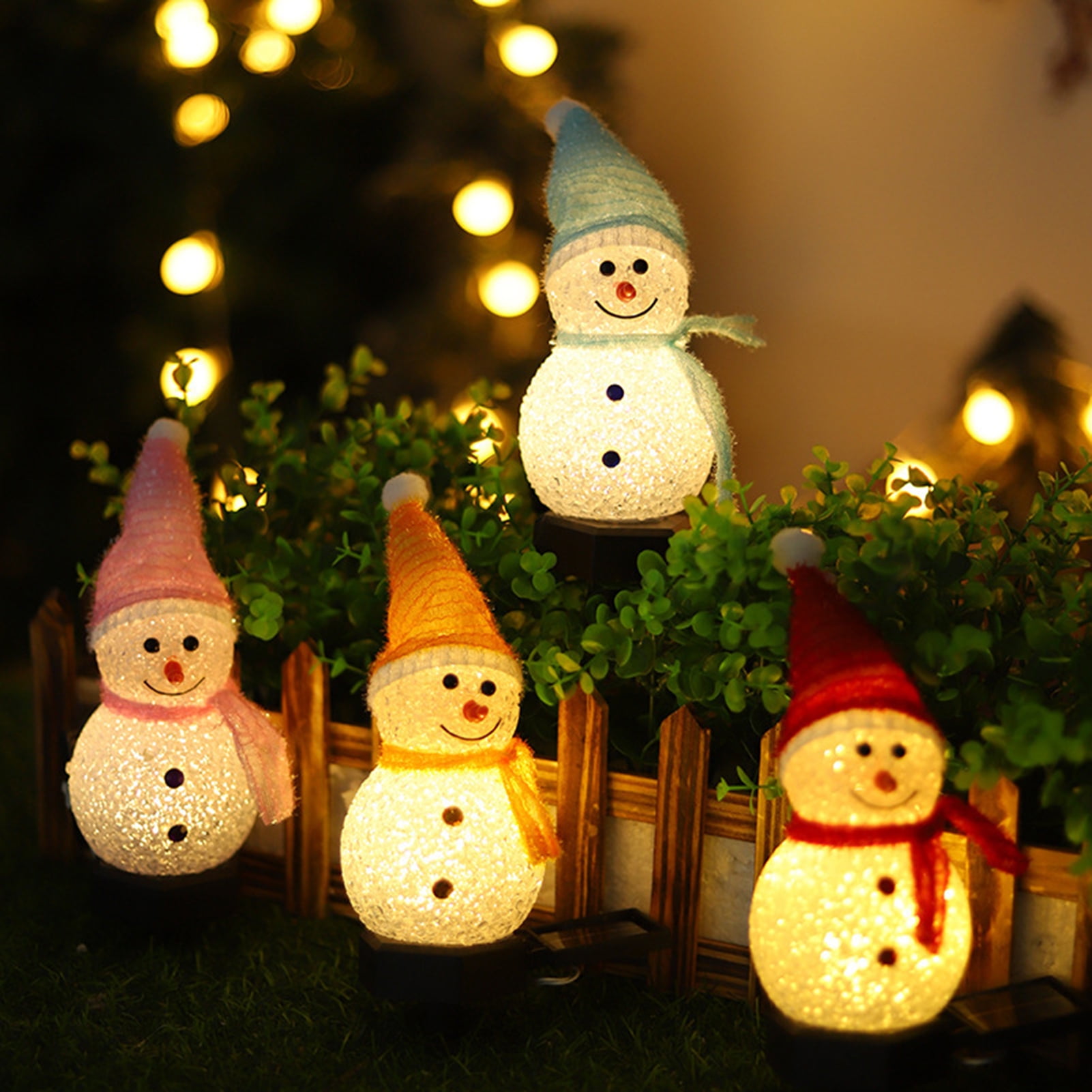 Solar Ground Lamp Christmas Snowman Shape Pathway Lights Energy-saving ...