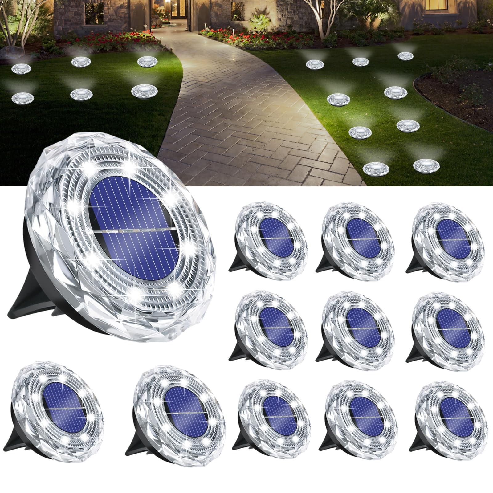 Solar Ground Light 12 IFF17 Pack Small Outdoor Solar Lights Waterproof ...