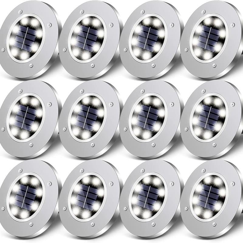 Solar Ground Light, 12Pcs Outdoor Waterproof LED Pathway Light, In ...
