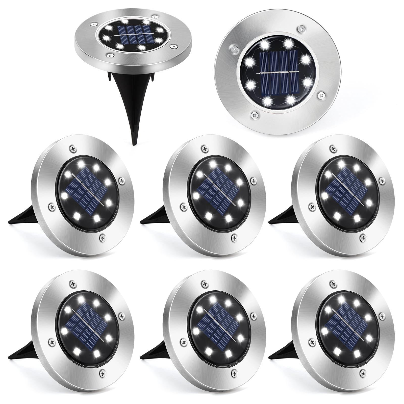 Solar Ground Light - 4 In, 8 LEDs, Suitable for Passage, Patio, Walkway ...