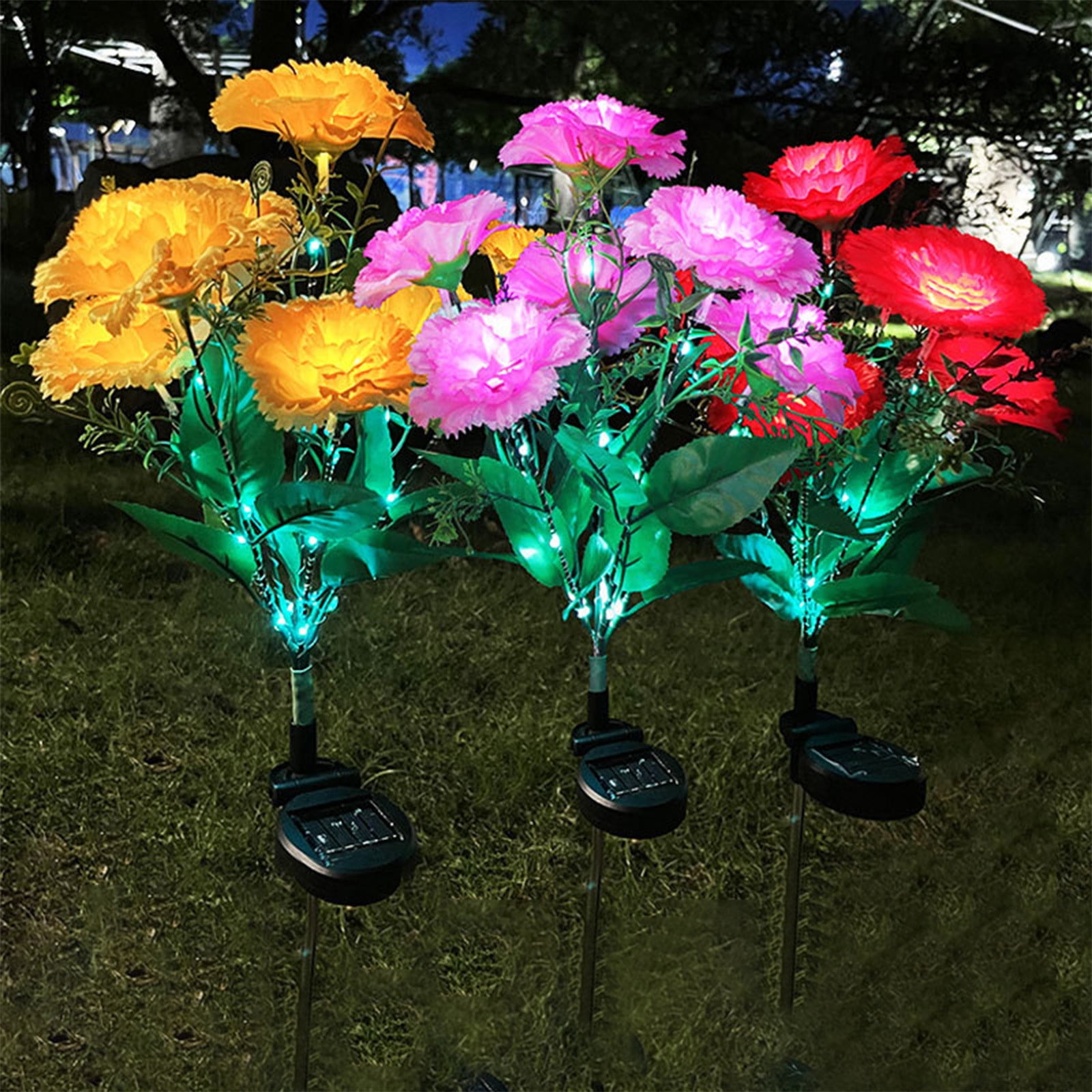 Solar Ground Light, LED Carnation Pathway Lamp, Waterproof Plastic ...
