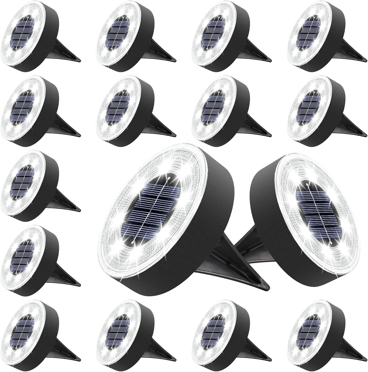 Solar Ground Lights, 16 Pack 8 LED Solar Lights Outdoor IP68 Waterproof ...