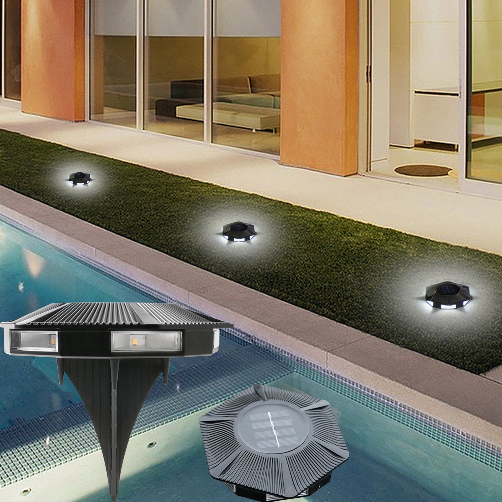 Solar Ground Lights 6 LED Disk IP65 Waterproof Garden Pathway Landscape ...