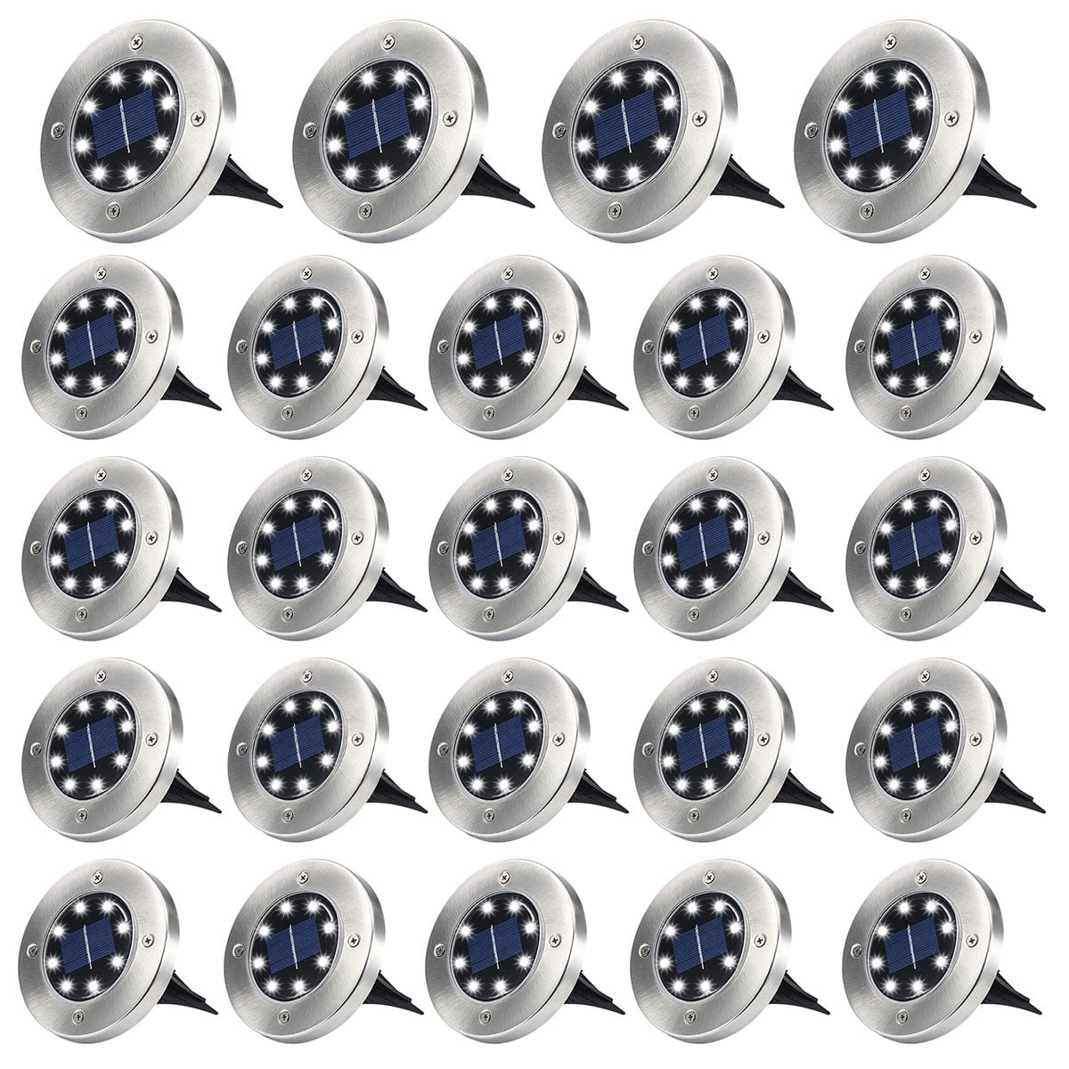 Solar Ground Lights,8 LED Disk Lights Solar Powered Waterproof Garden ...