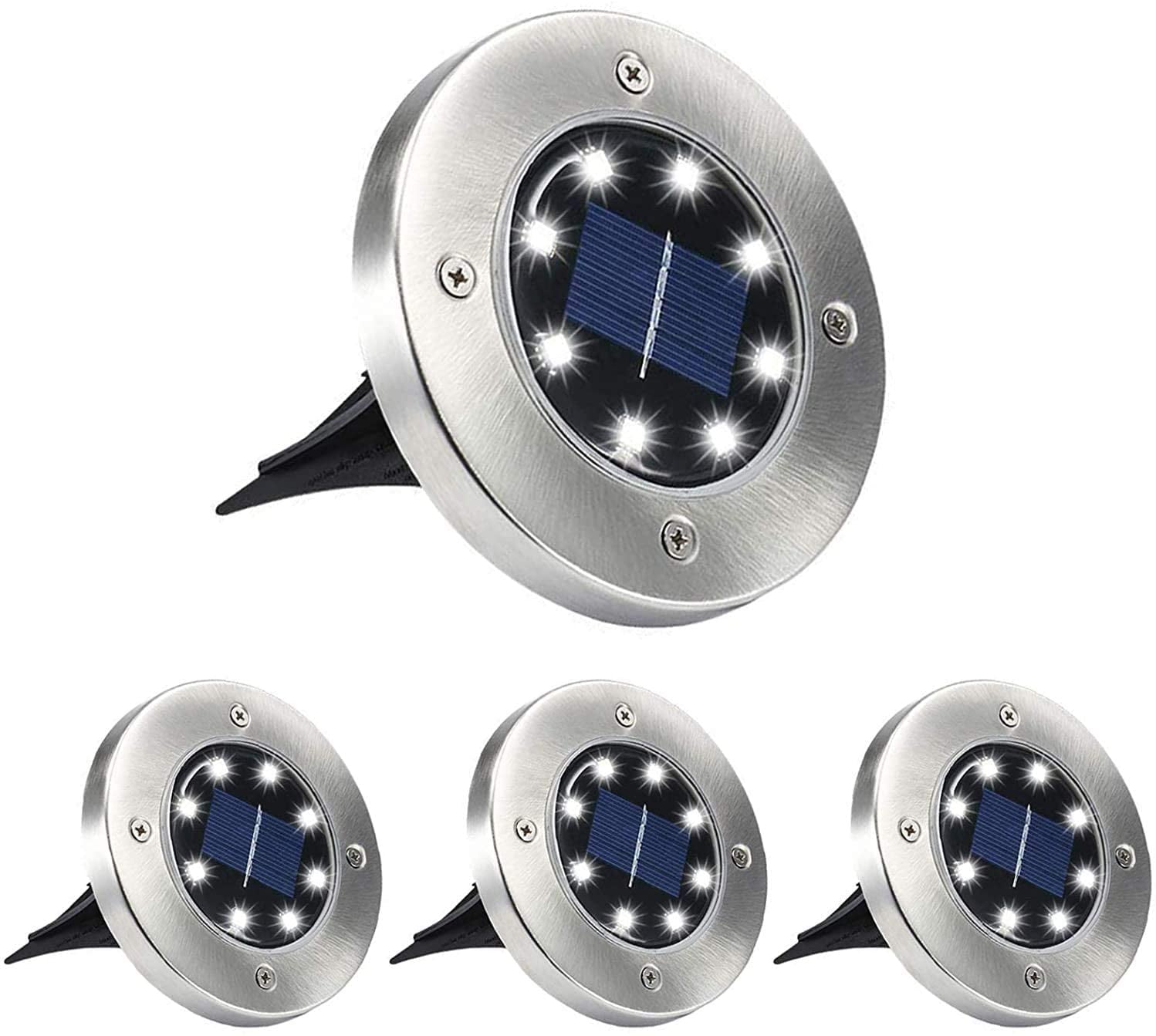 Solar Ground Lights ,8 LED Garden Lights Patio Disk Lights In-Ground ...
