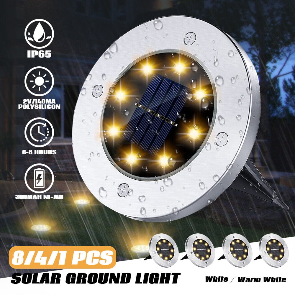 Solar Ground Lights 8 LED Solar Lights Outdoor Solar Powered Garden ...