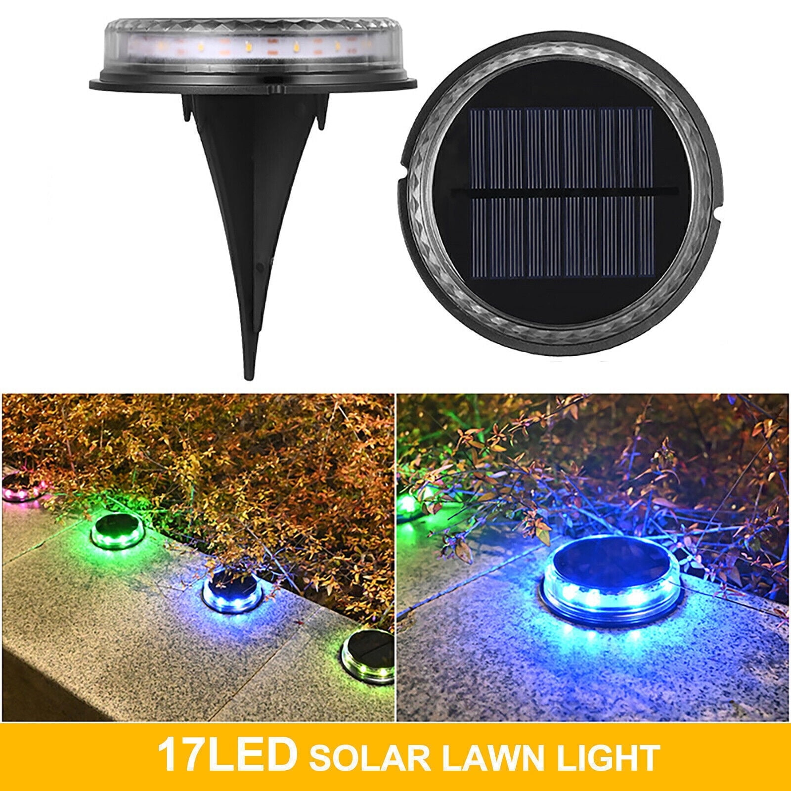 4 Pack Solar Ground Lights Outdoor - 17 LED Solar Lights Outdoor ...