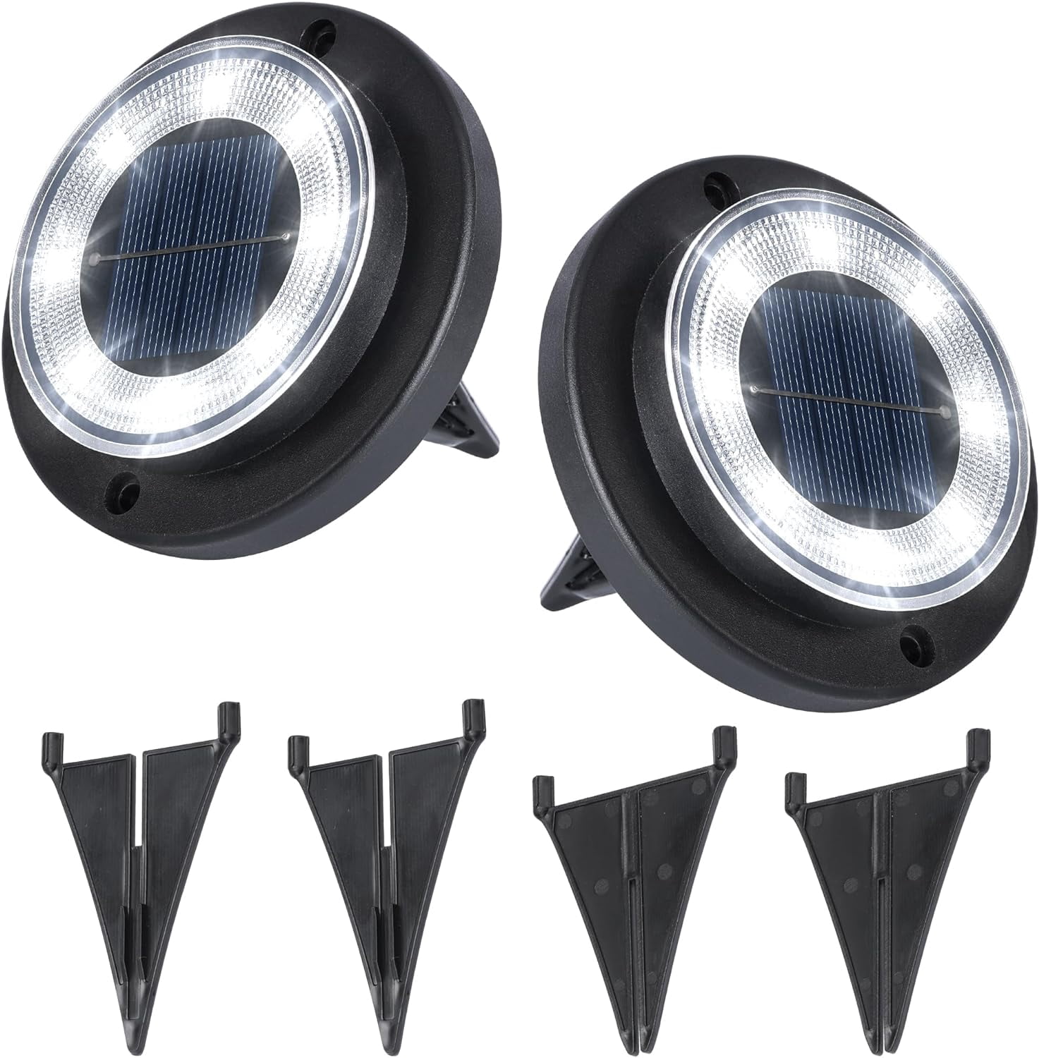 Solar Ground Lights - IP68 Waterproof 2 Pack Dual-Purpose Solar Lights ...