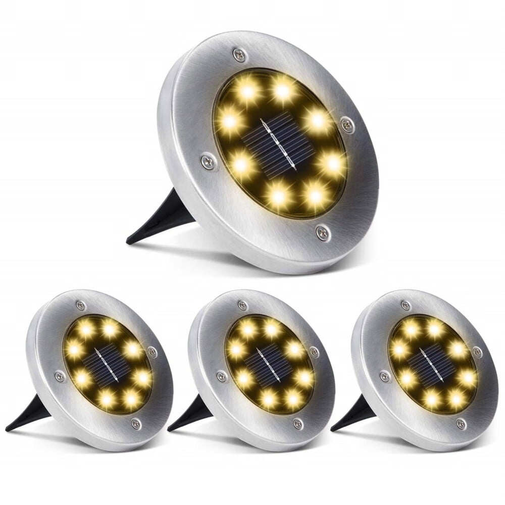 Solar Ground Lights,LED Garden Disk Lights In-Ground Outdoor Landscape ...