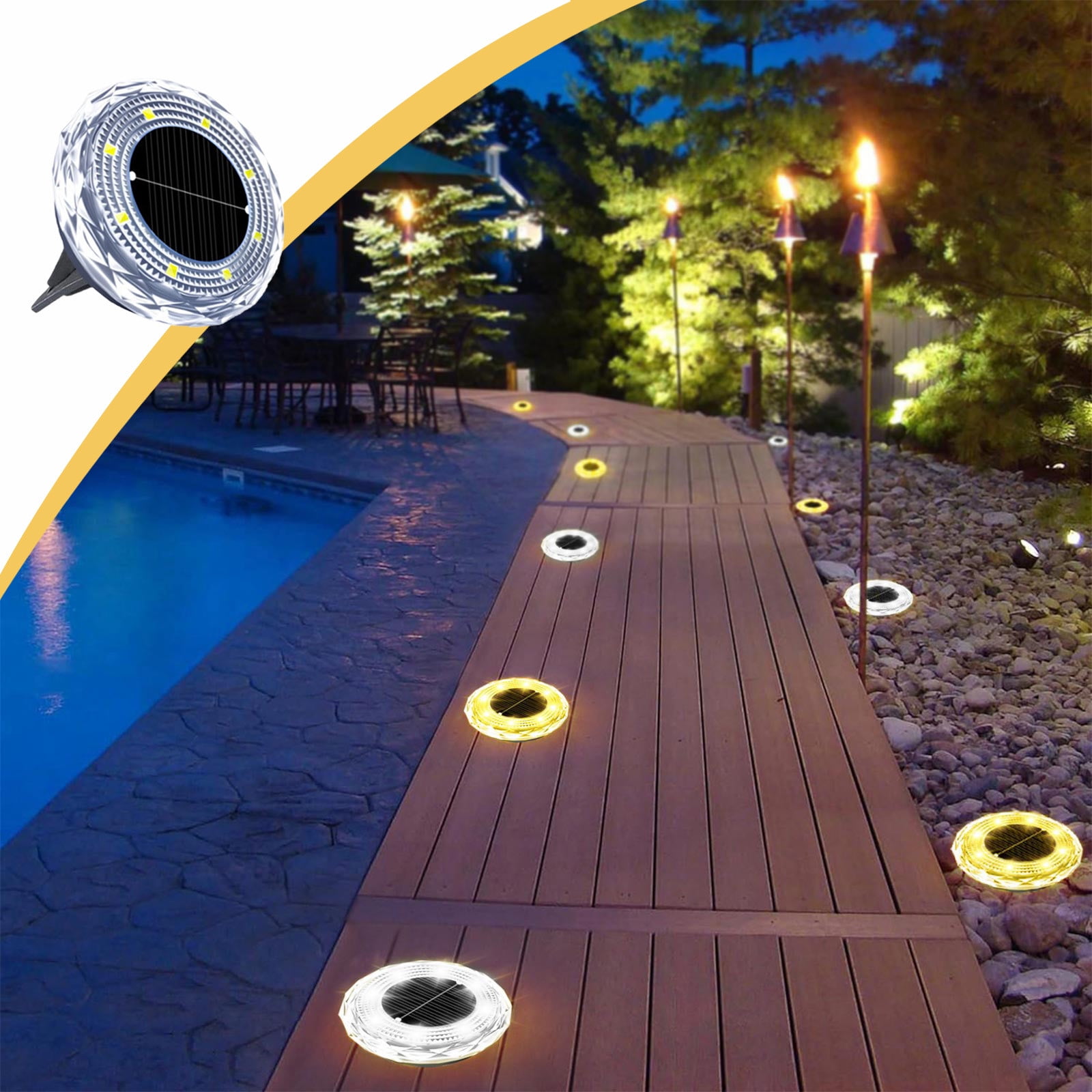 Solar Ground Lights, Led Solar Disc Lights, Outdoor Solar Lights, Solar ...