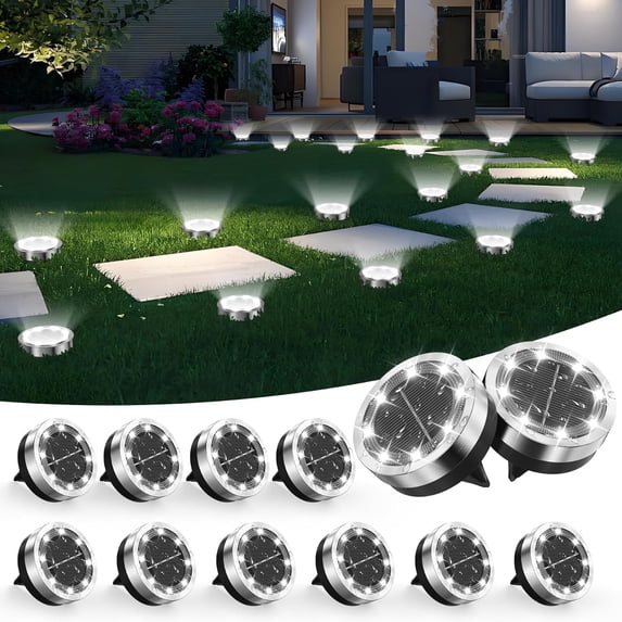 Solar Ground Lights Outdoor, 12 Pack Solar Lights Outdoor Waterproof ...
