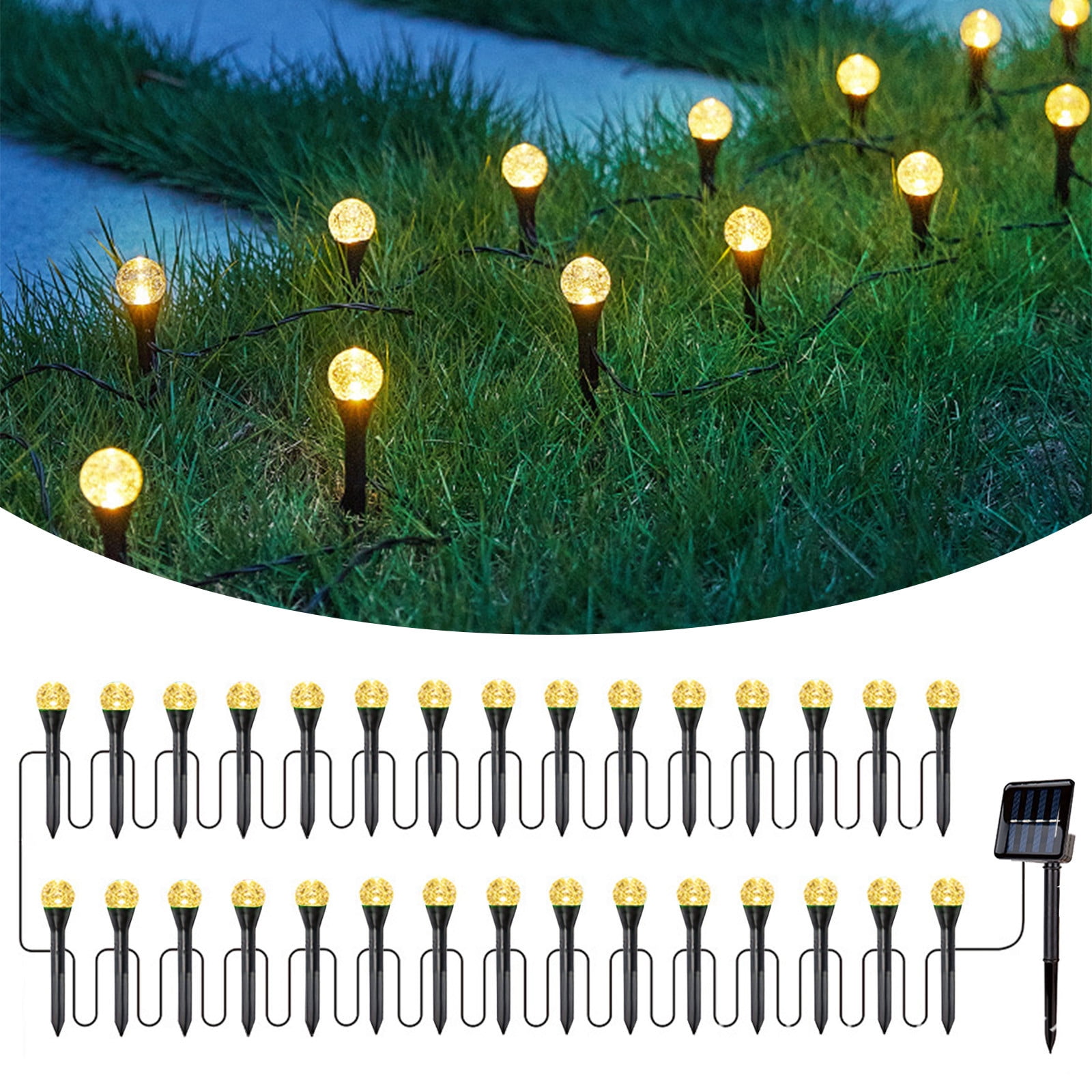 Solar Ground Lights Outdoor, 30 LED Garden Path Lights with 8 Lighting ...