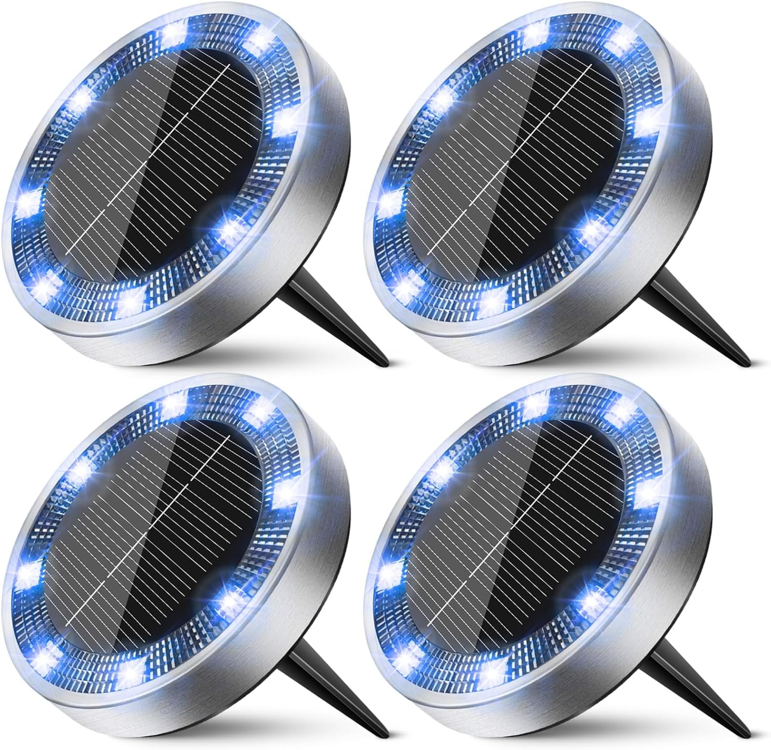 Solar Ground Lights Outdoor, 8 Pack Flat Solar Powered Disc Lights ...
