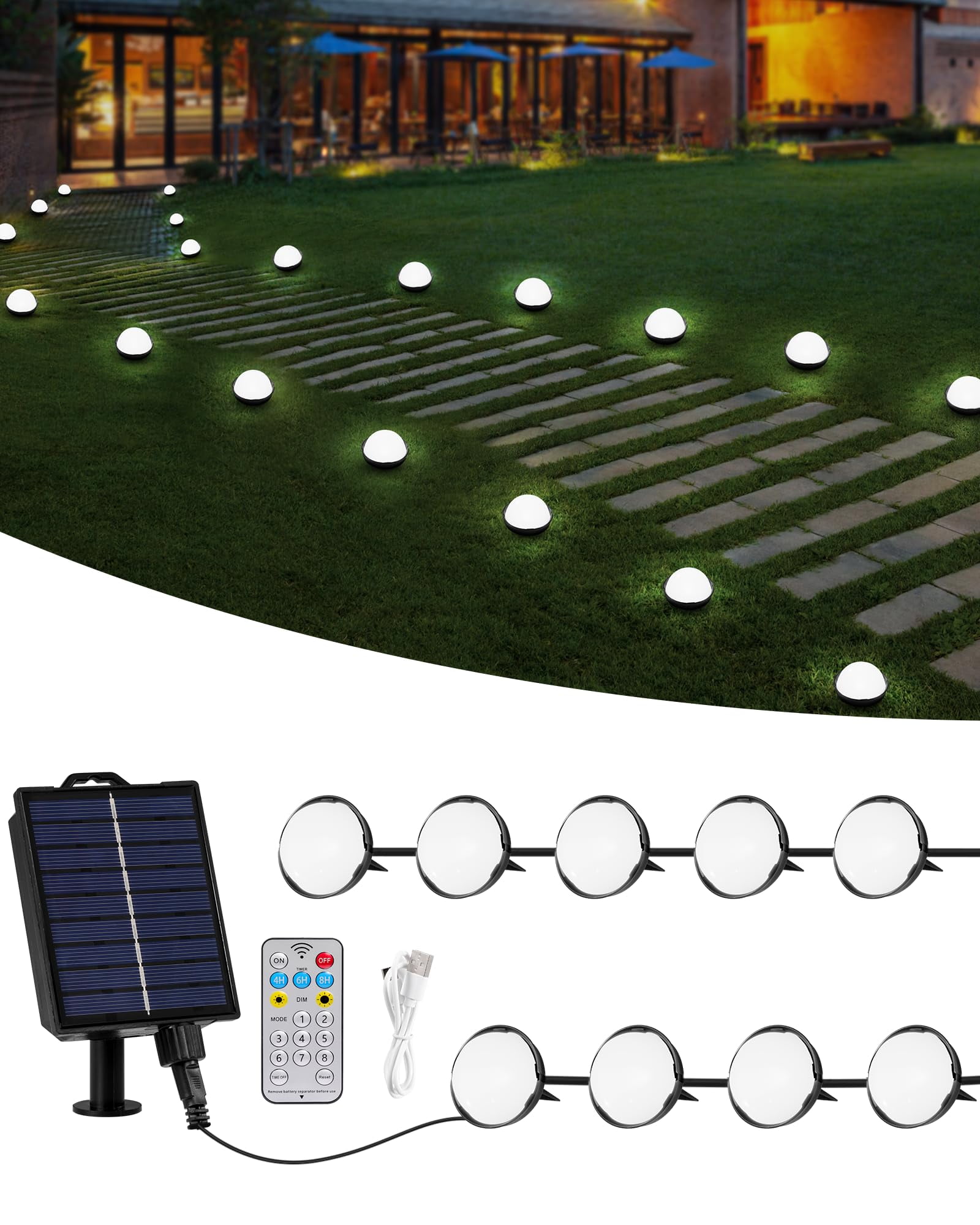 Solar Ground Lights Outdoor, IFF17 30 LED 40Ft Solar Pathway Light with ...