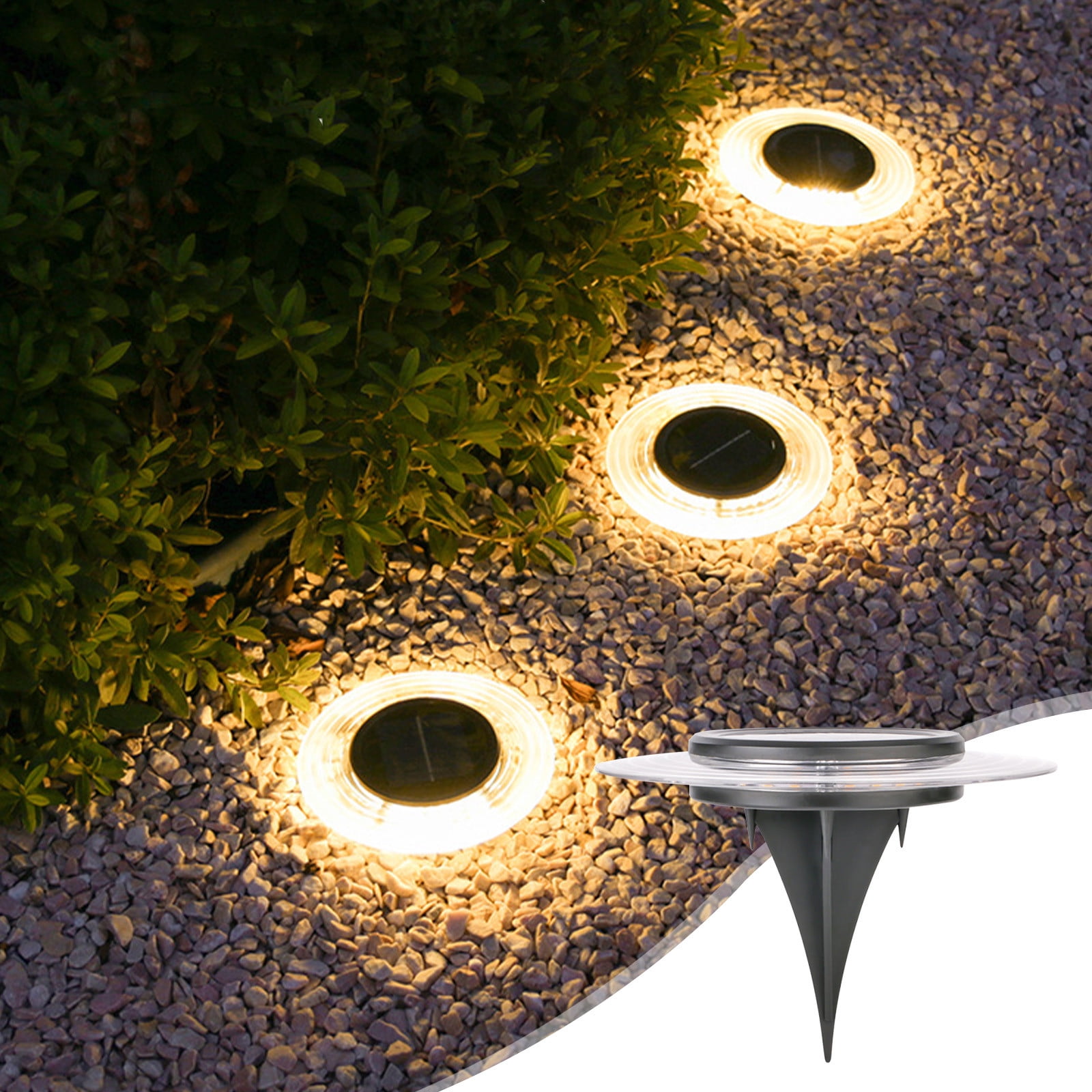 Solar Ground Lights Outdoor LED Disk | Solar Powered In-Ground Garden ...