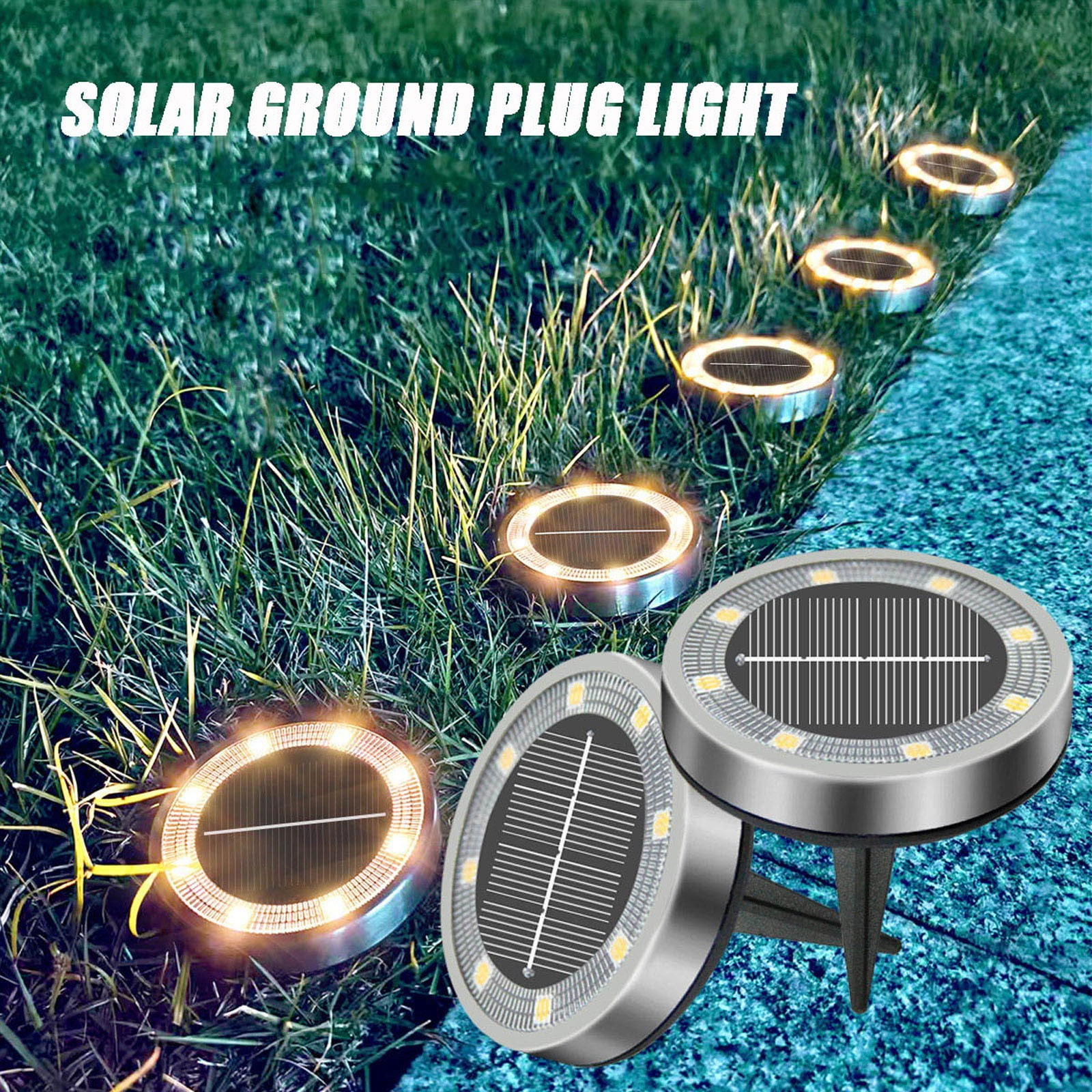 Solar Ground Lights Outdoor Stainless Steel | 2 Pack | Plug-In Pathway ...