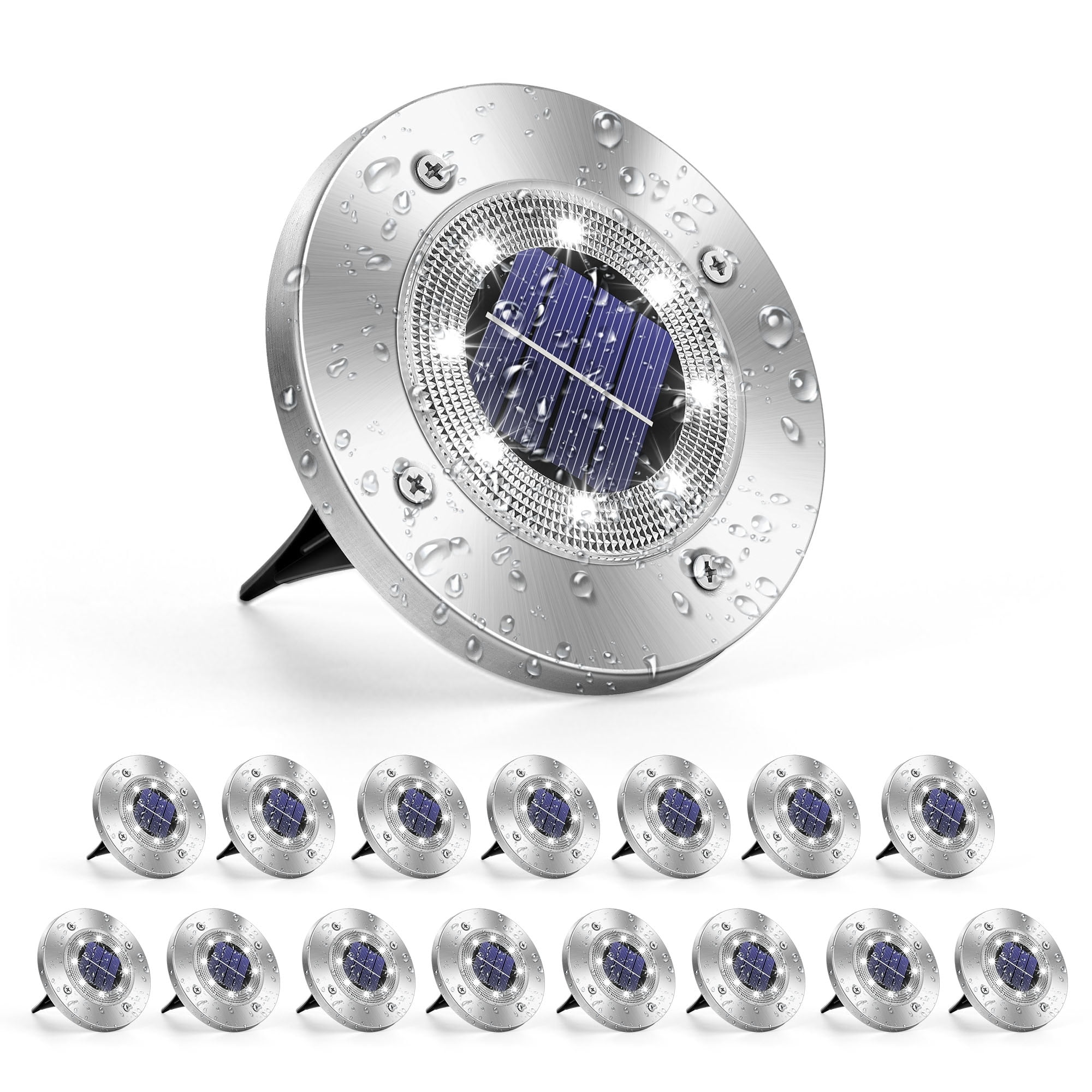 Solar Ground Lights Outdoor Waterproof Disc Lights for Deck,Garden ...