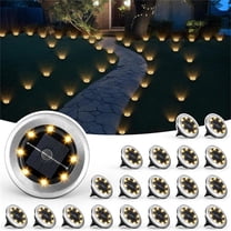 4 Pack Solar Mini Ground Lights Outdoor - 8 LED Disc Lights with Flat ...