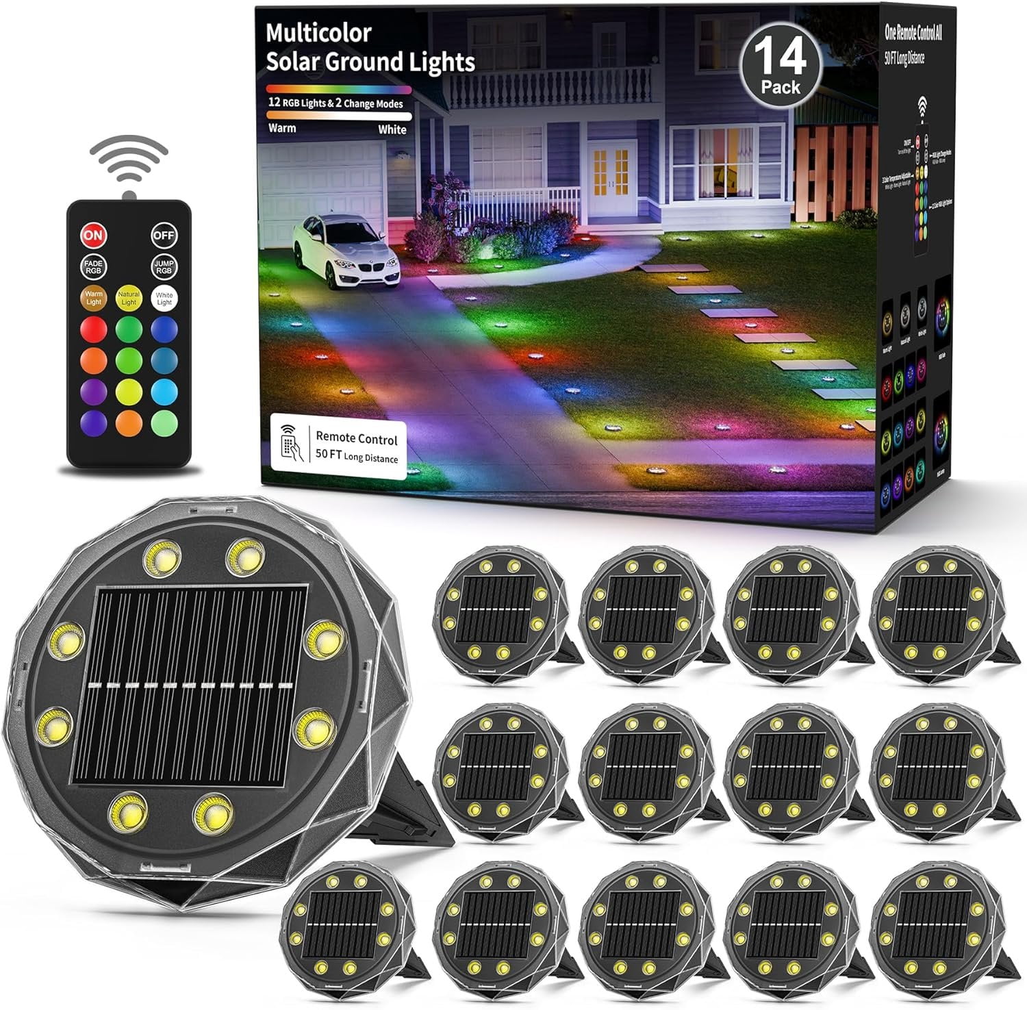 Solar Ground Lights with Remote, Color Changing Solar Disc Lights ...