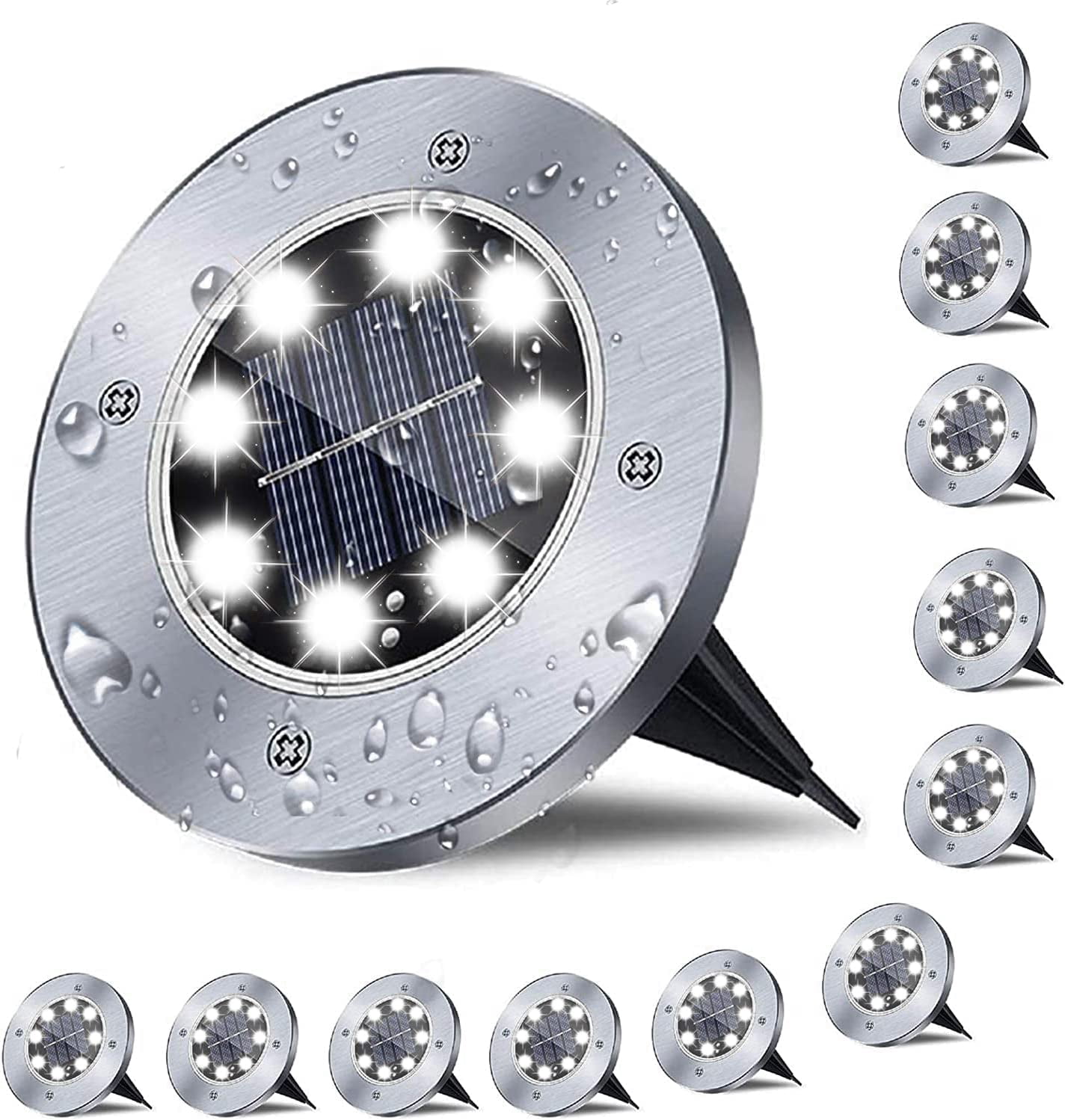 Solar Ground Lights, Waterproof Solar Garden Light, Upgraded Outdoor ...