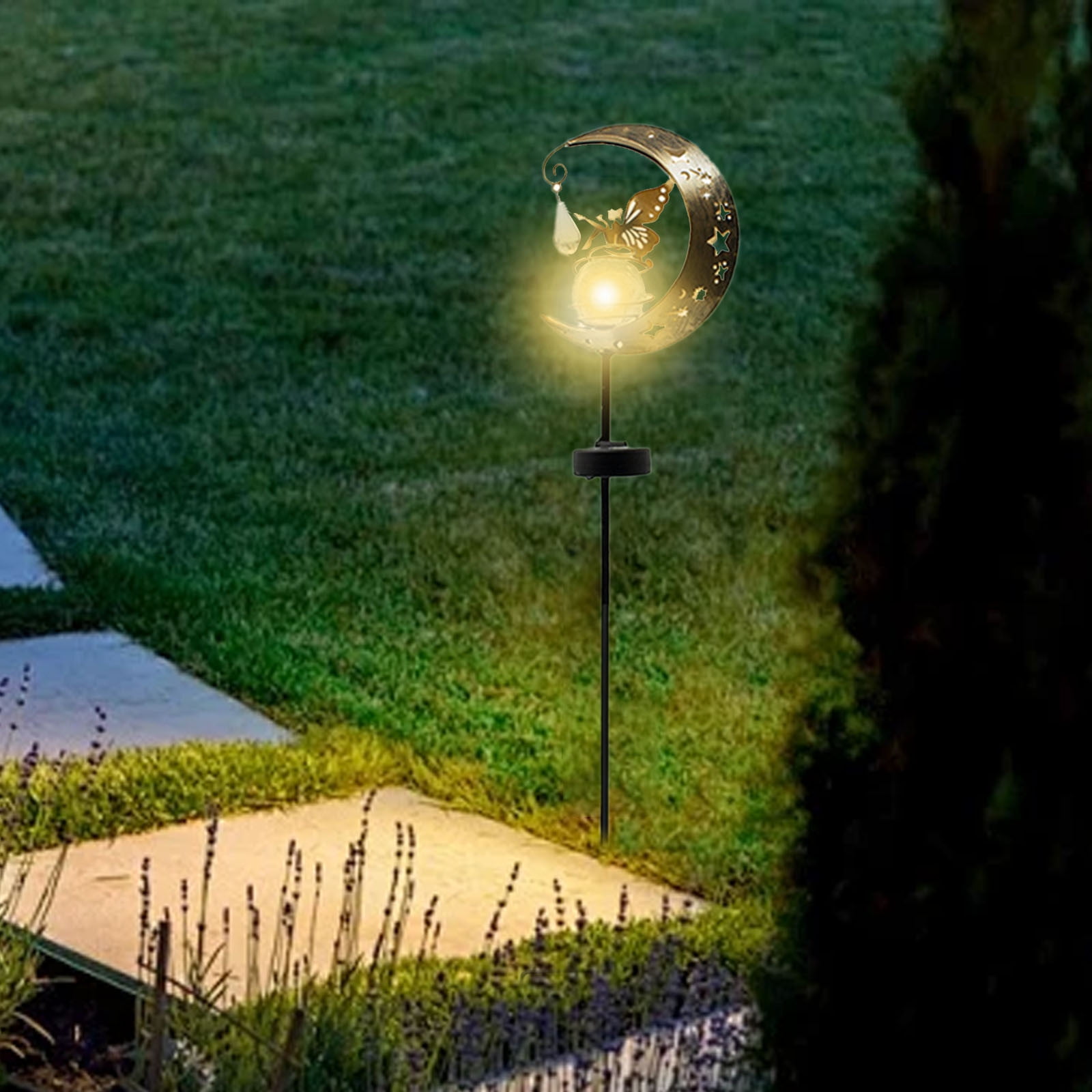 Solar Ground Plug Lights Outdoor Decorative Lamp | Iron/Plastic/Glass ...