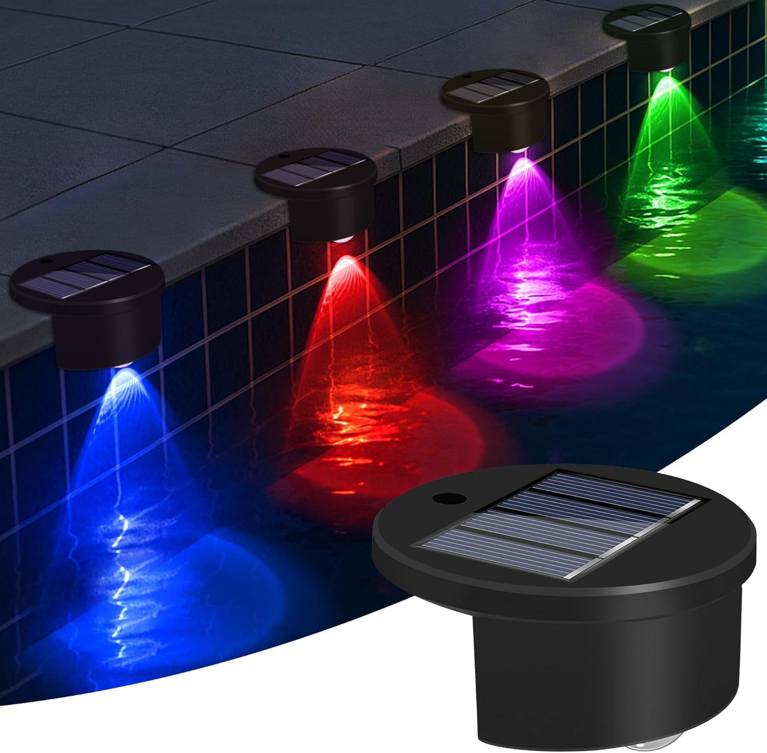 Solar Above Ground Pool Lights, 4 Pack Waterproof Swimming Pool Side ...