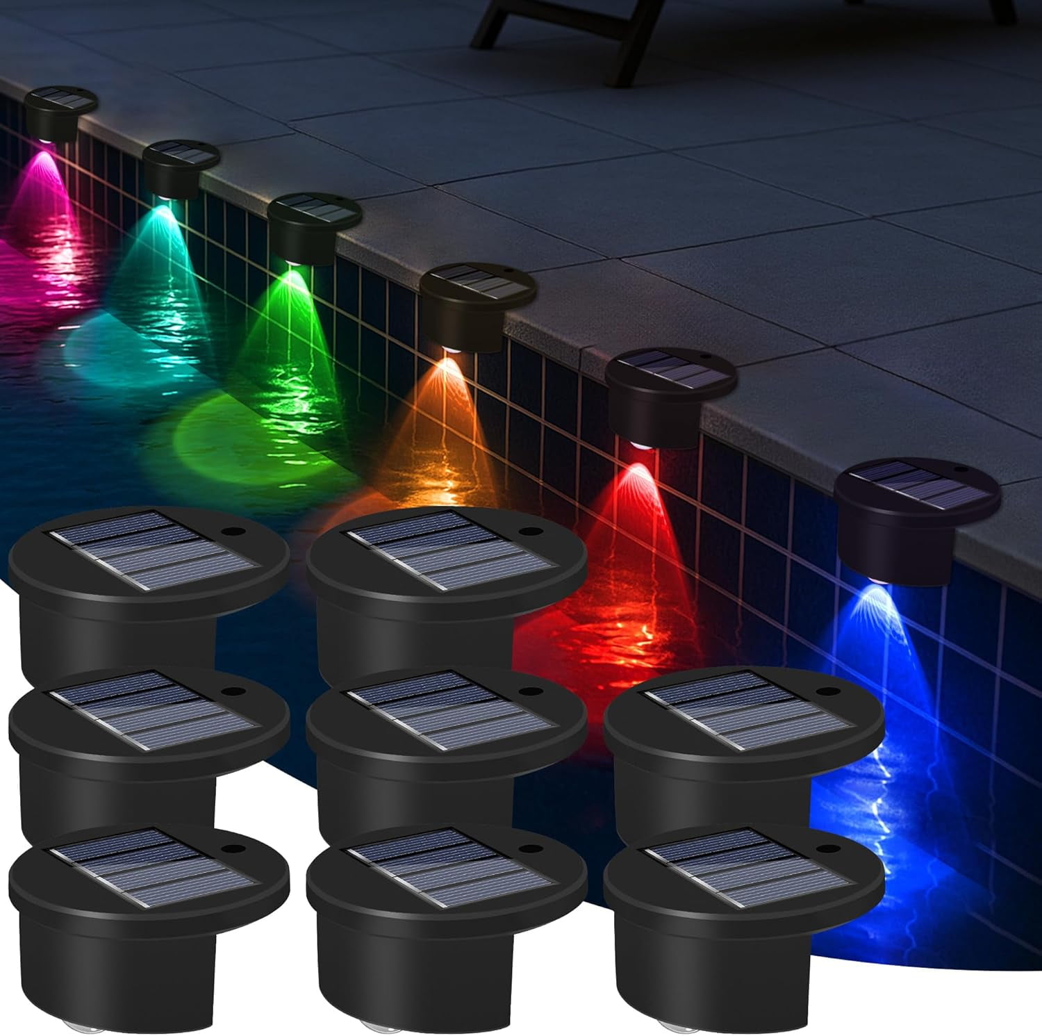 Solar Above Ground Pool Lights, 4 Pack Waterproof Swimming Pool Side ...