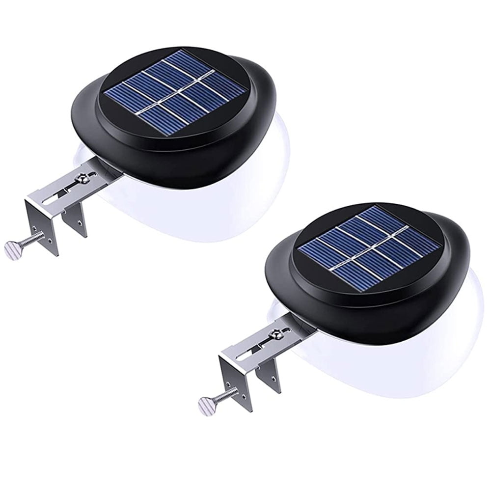 Solar Gutter Lights Outdoor 2 Pack, 9 LED Deck Fence Lights Waterproof ...